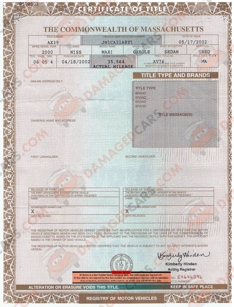 Signing Car Title Massachusetts