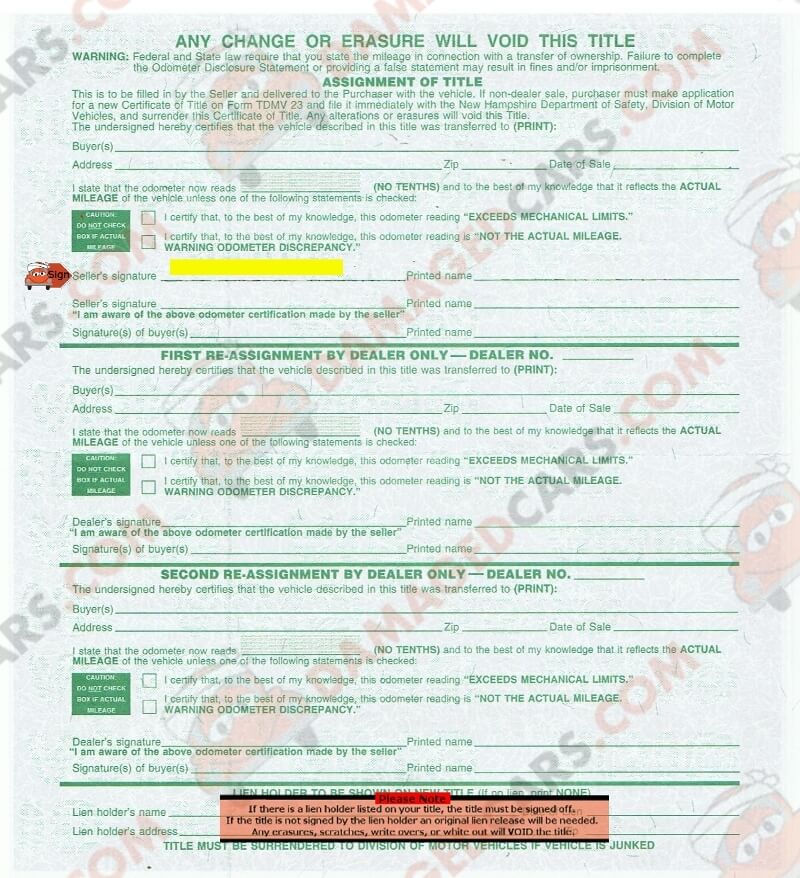 New Hampshire car Title - How to transfer a vehicle, rebuilt or lost ...